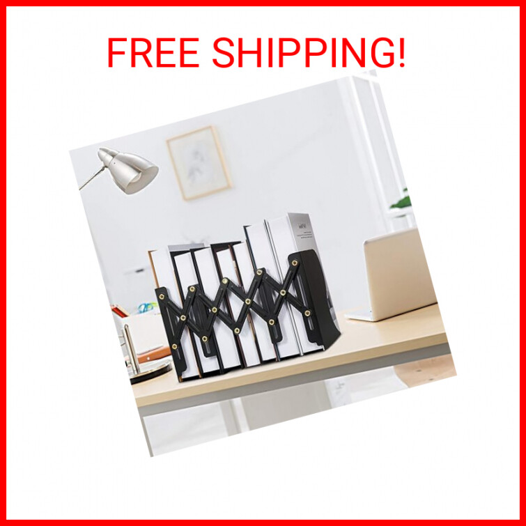 Adjustable Bookends, Metal Iron Bookends, Expandable Bookcase Bookend ...