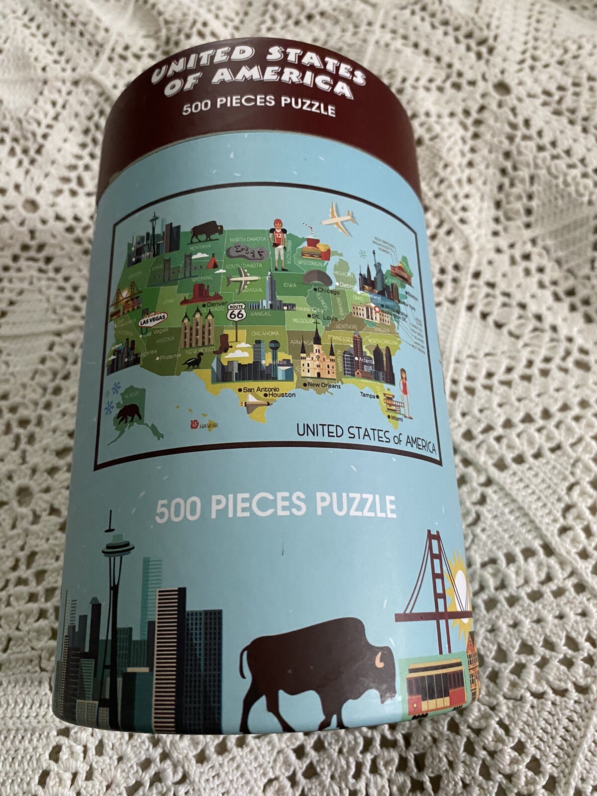 USA NEW SEALED 500-Piece Jigsaw Puzzle in Cute Cylinder Container ...