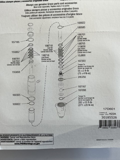Graco 17D601 Repack Kit For GH200/230/300 Standard. Genuine Graco for ...