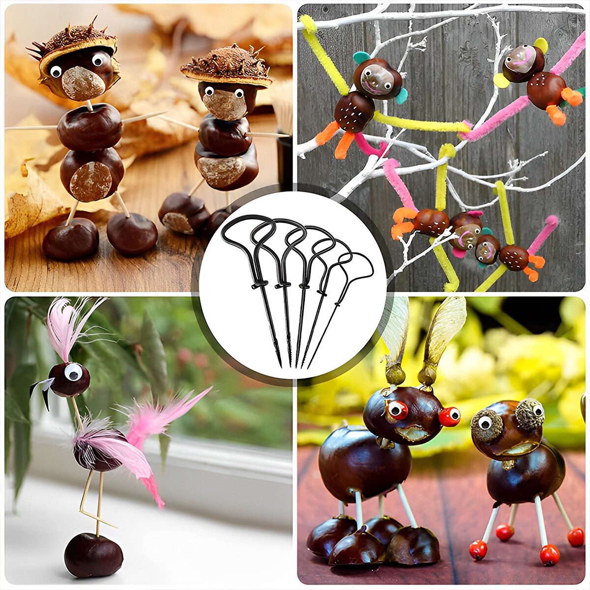 5 Pieces Chestnut Drill Set with Handle Colorful Craft Accessories DIY ...