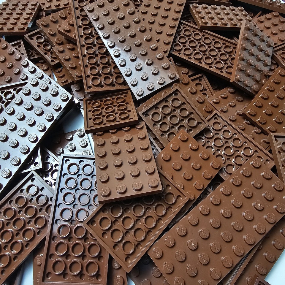 LEGO Brown Plates Flat Bricks 4x4 4x6 4x8 4x10 4x12 X20 Random Pieces ...