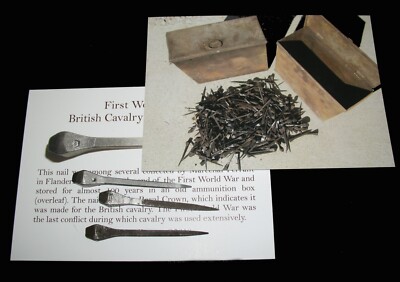 WW1 World War 1 Cavalry nail English Crown mark France 1918 w ID card ...