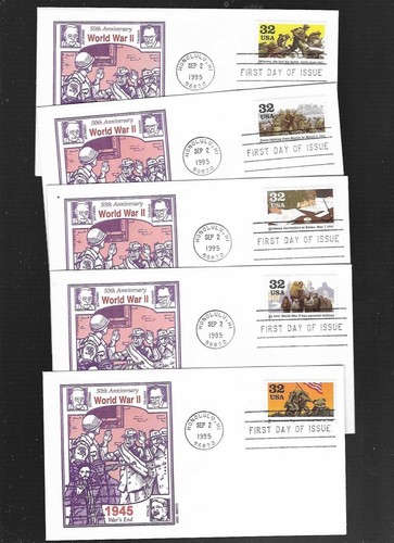 US FDC FIRST DAY COVERS WORLD WAR II 1945 1995 SET OF 10 BY GAMM | eBay