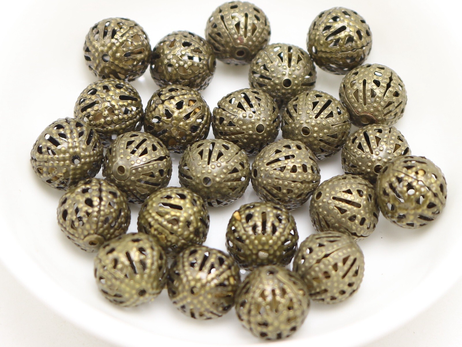 200 Bronze Metal Round Filigree Spacer Beads 6mm Jewelry Findings | eBay