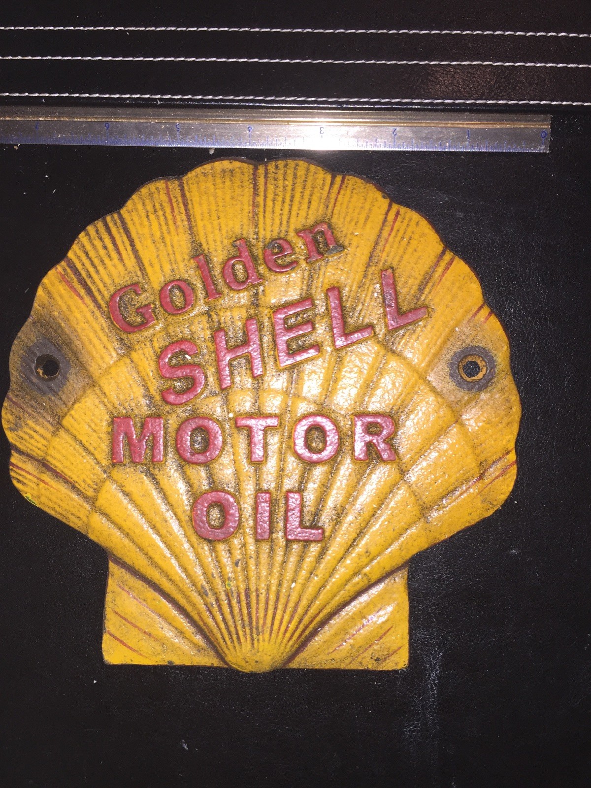 Cast Iron Shell Oil Sign Coal Gas Advertisement 1/4 inch HOTROD Plaque ...