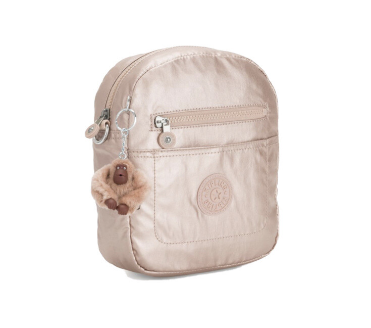 KIPLING MAXX Small Convertible Backpack Shoulder Bag Rose Gold Metallic ...