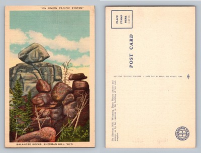 Sherman Hill, WY-Wyoming, Balanced Rock Formation View PC Vintage ...