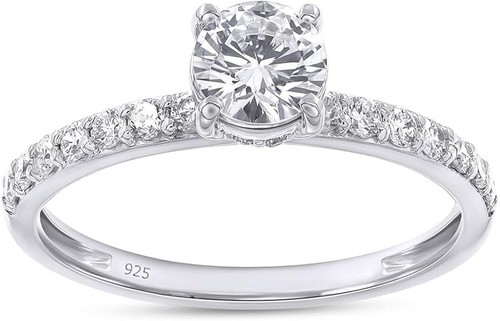 2/3ct Lab Grown Diamond Halo Engagement Ring in 925 Sterling Silver | eBay