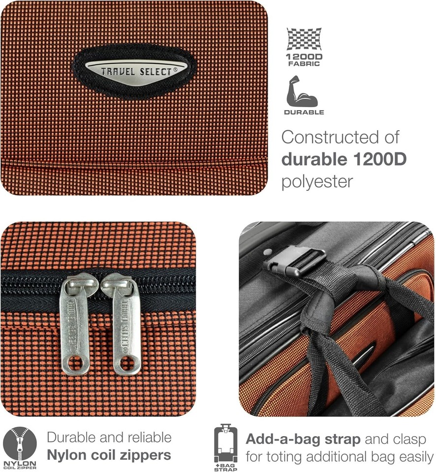 Travel Select 2 Piece Expandable Softside Luggage Set Carry On Tote Bag ...