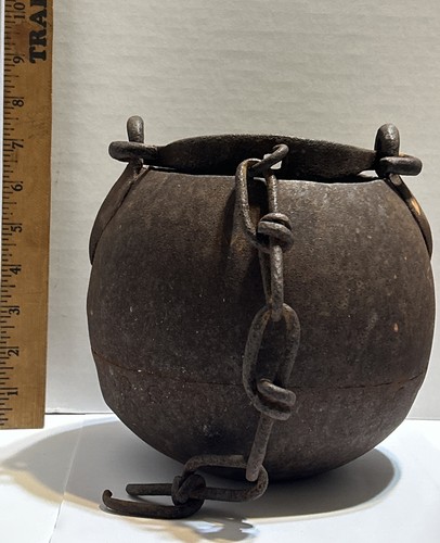 antique Medieval 14th 15th C forged iron Cauldron - cooking pot, | eBay