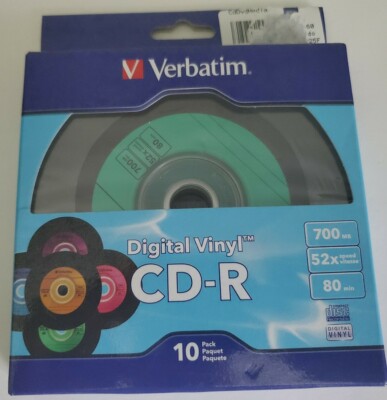 Verbatim 700MB 52X 80 Minute Digital Vinyl CD-R, 10-Disc 97935 Disco de ...