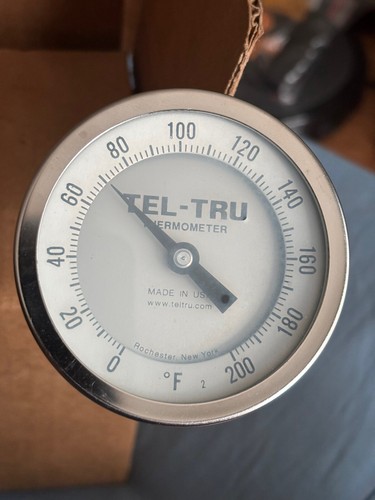 Tel-Tru Model GT300R Bimetallic Stainless Steel 0-200F Thermometer ...