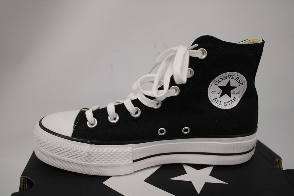 New CONVERSE Ladies Black Chuck Taylor Platform Ankle Trainers UK 6 ...