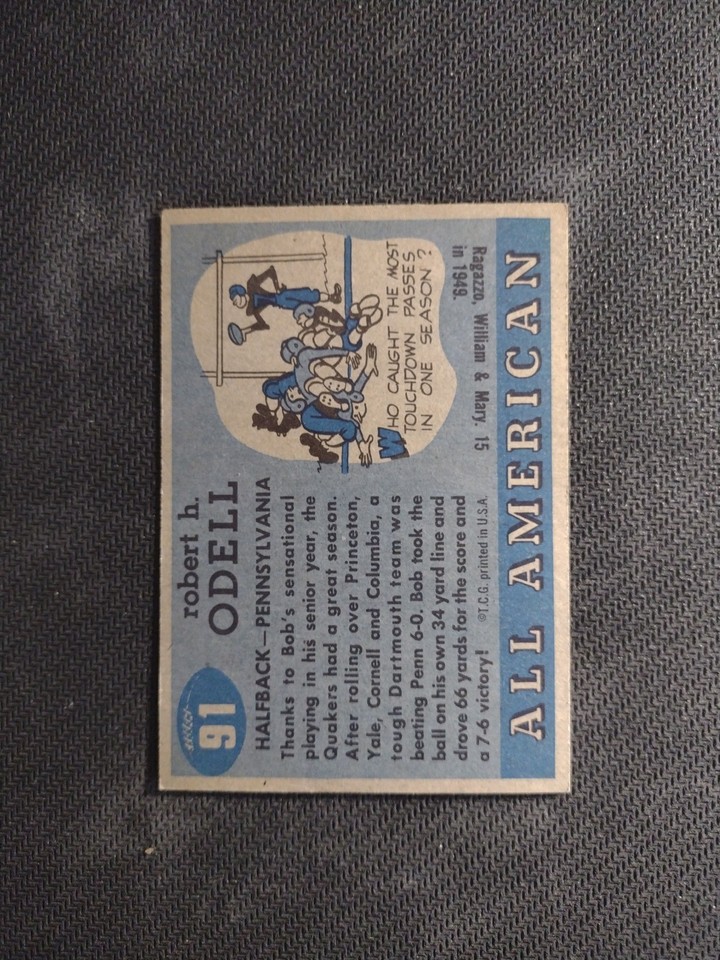 1955 Topps All American #91 BOB ODELL Penn Quakers NRMT. | eBay