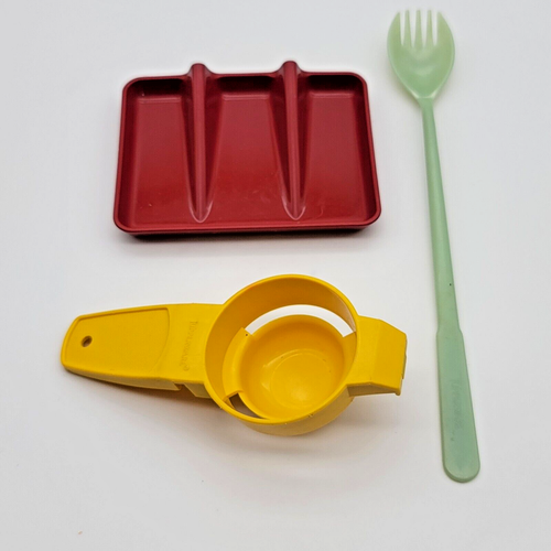 Tupperware Gadget Lot Egg Seperator Soap Dish Long Handled Fork Spoon ...