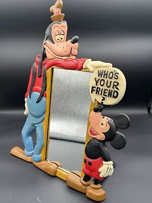 Rare Walt Disney Productions Cast Iron Goofy & Mickey Mirror “who’s ...
