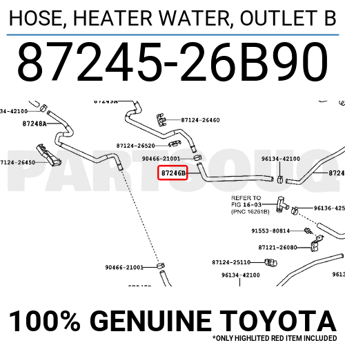 8724526B90 Genuine Toyota HOSE, HEATER WATER, OUTLET B 87245-26B90 | eBay