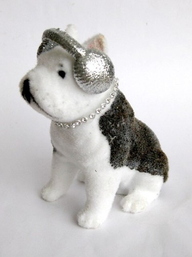 STAFFORDSHIRE BULL TERRIER COMICAL EAR MUFFS & COLLAR ARE BLING/SPARKLY ...