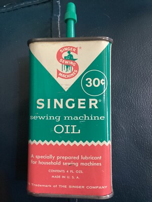 Vintage SINGER 4oz Tin Oil Can Sewing Machine Oil 30 Cents About Half ...