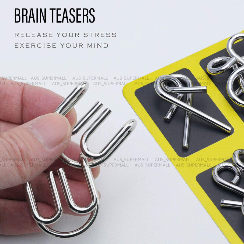 16Pcs Puzzle Brain Teaser Metal Wire Classic Puzzles Disentanglement IQ ...