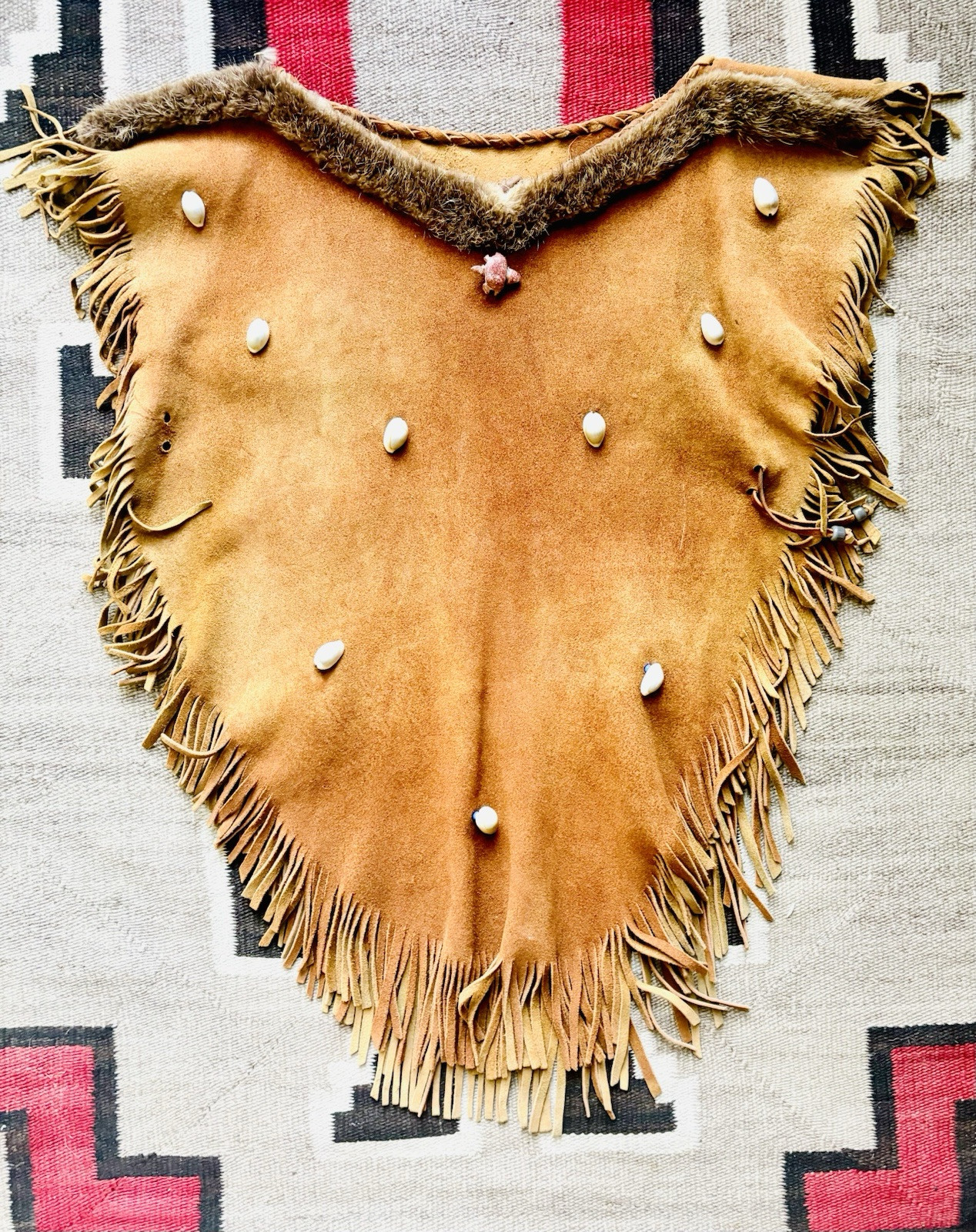 Antique Native American beaded Leather Hide Poncho - Gem