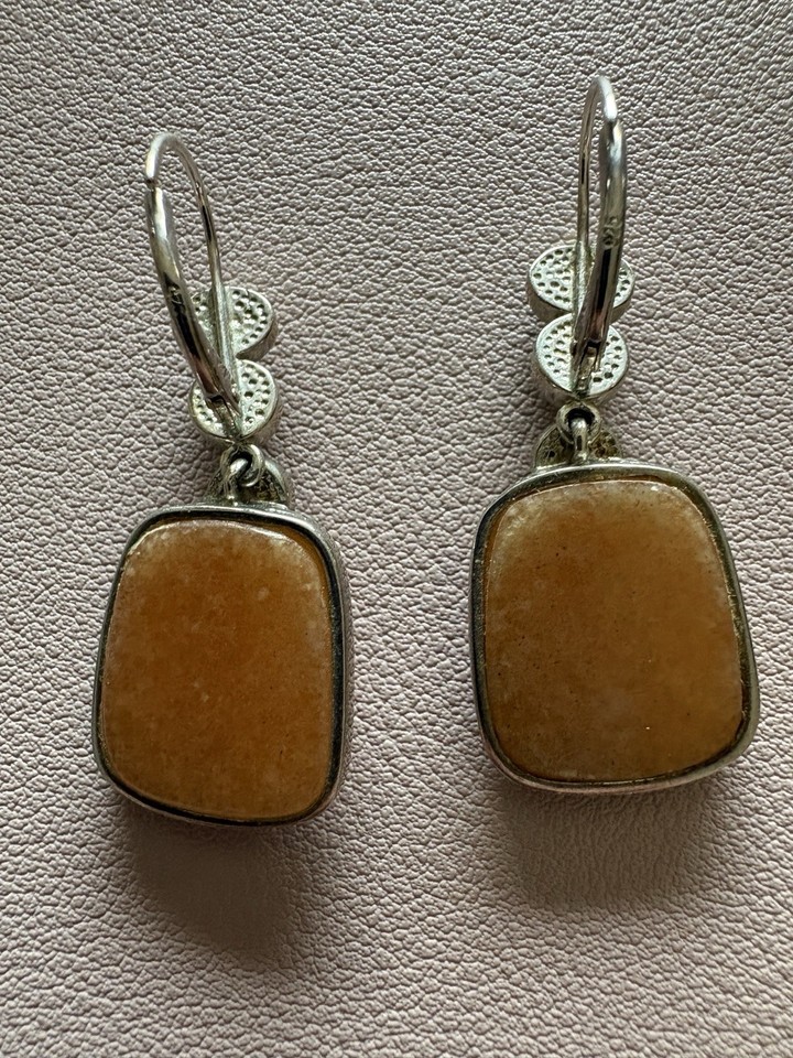 Whitney Kelly Earrings Peach Calcite Jasper Quartz 925 Silver Lever ...