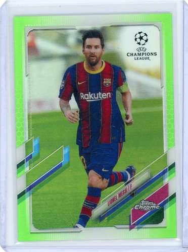 2020-21 Topps UEFA UCL Chrome Lionel Messi Barcelona Green Refractor ...