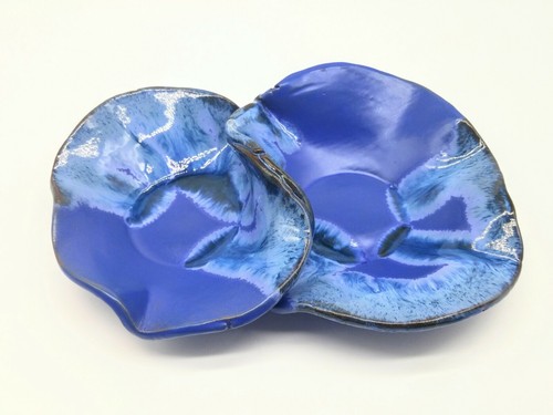 Greek Art Pottery Glazed Blue Twisted Plate - Abstract Ocean Artisan ...