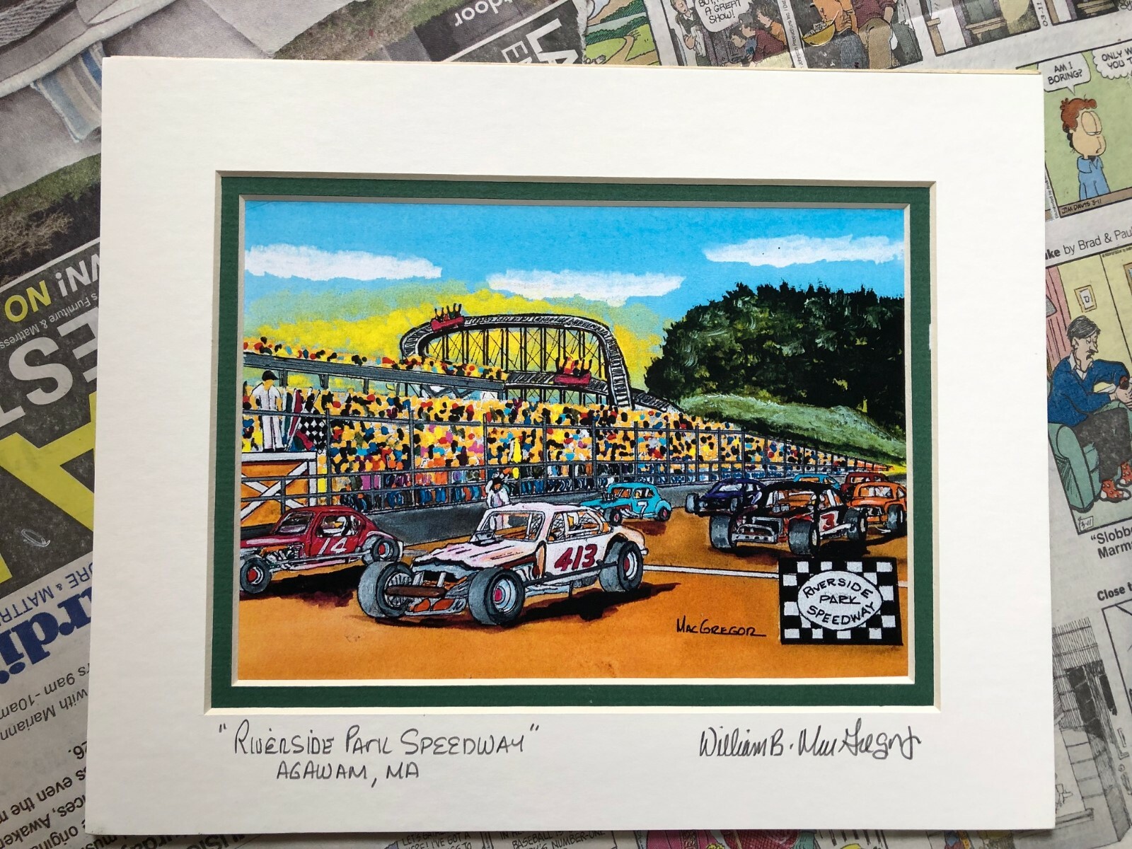 RIVERSIDE PARK SPEEDWAY art print Agawam NASCAR race short track Stock ...