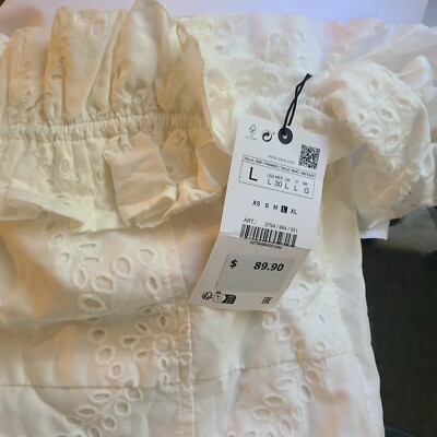 ZARA SHORT DRESS WITH OPEN SHOULDER WHITE SIZR L | 2794/994 | eBay