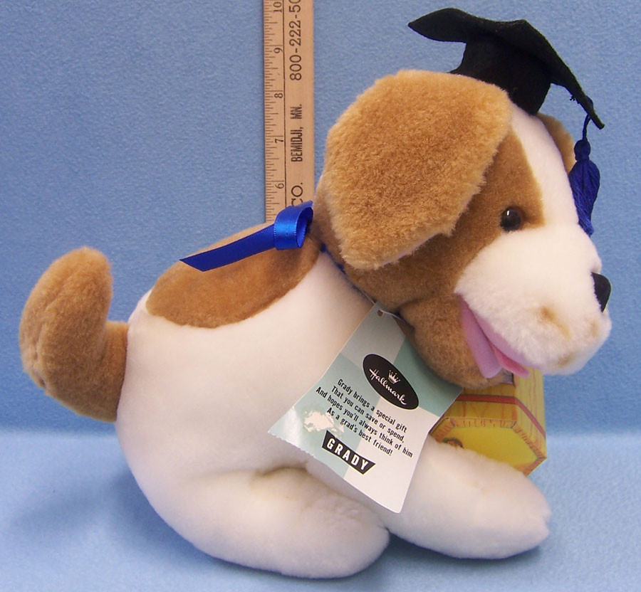 Hallmark Graduation Plush Stuffed Dog Paperweight Hat Shaped Ring ...