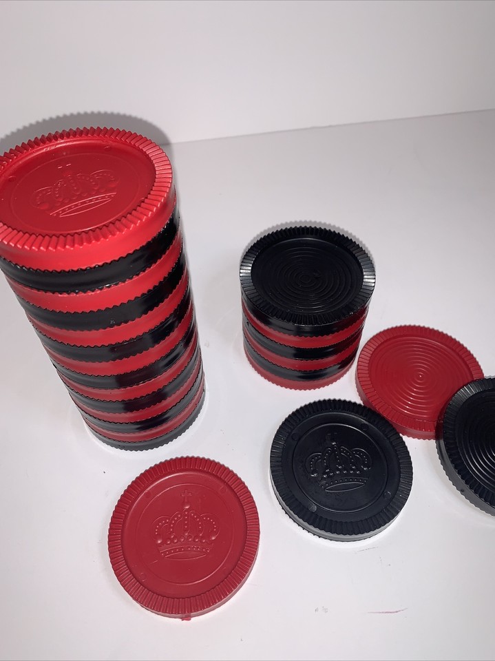 12 Red & 12 Black Large Jumbo 3" Rug Checkers Plastic Game Replacement ...