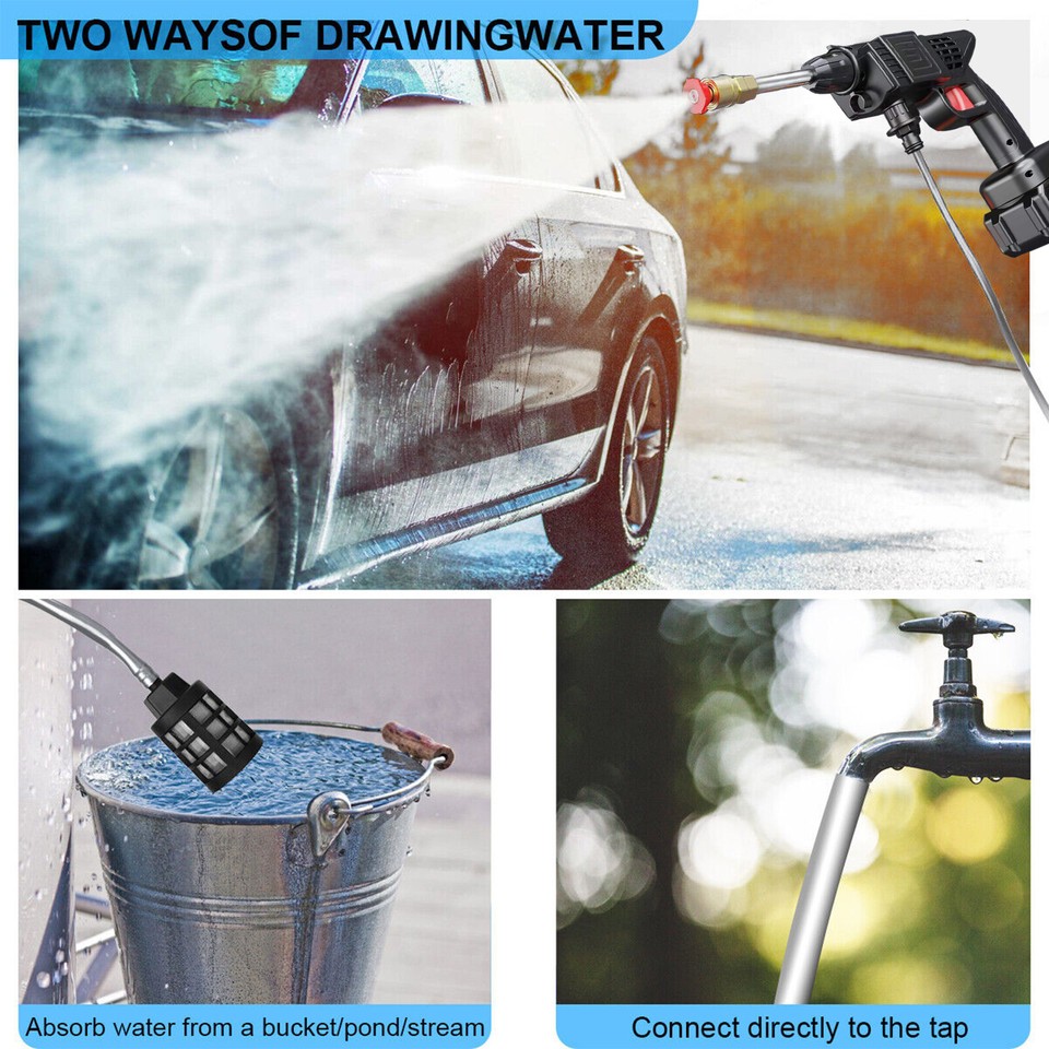 Electric High Pressure Water Spray Car Gun Portable Cordless Washer ...