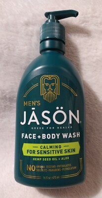 Men's Jason Face & Body Wash For Sensitive Skin Hemp Seed Oil & Aloe 16 ...