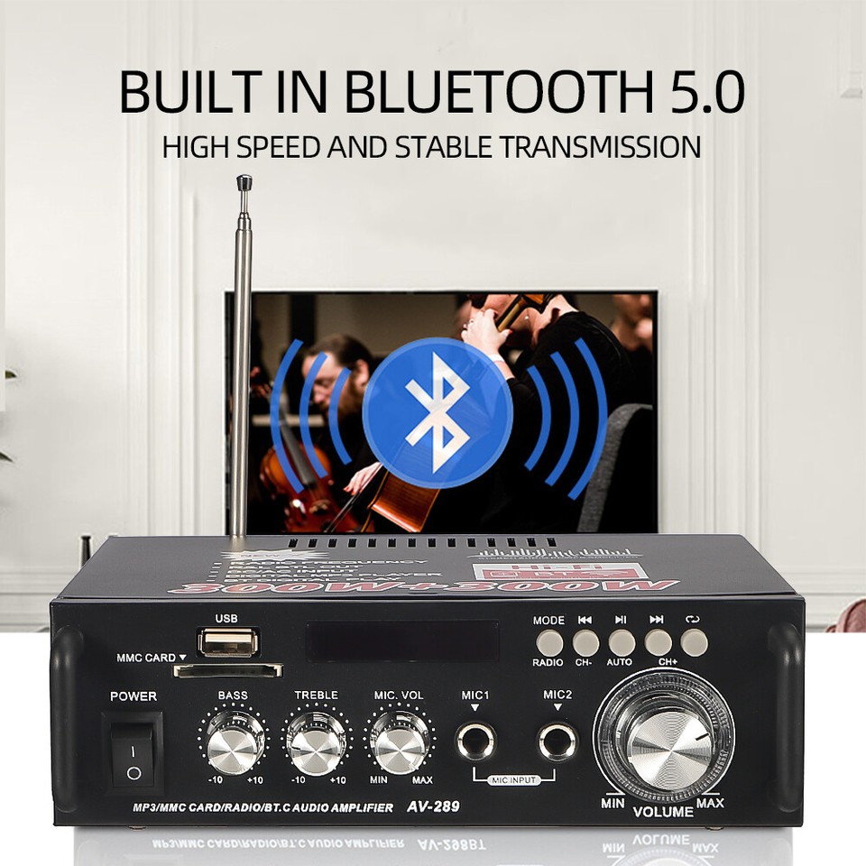 US 5CH 600W Home 5.0 Bluetooth Stereo Amplifier Receiver, FM Radio/USB ...
