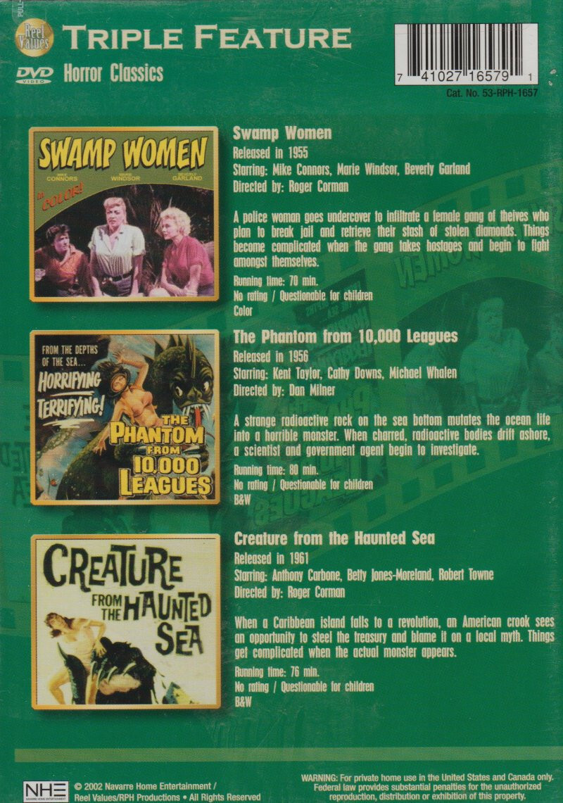 Swamp Women / Phantom from 10,000 Leagues / Creature from the Haunted ...