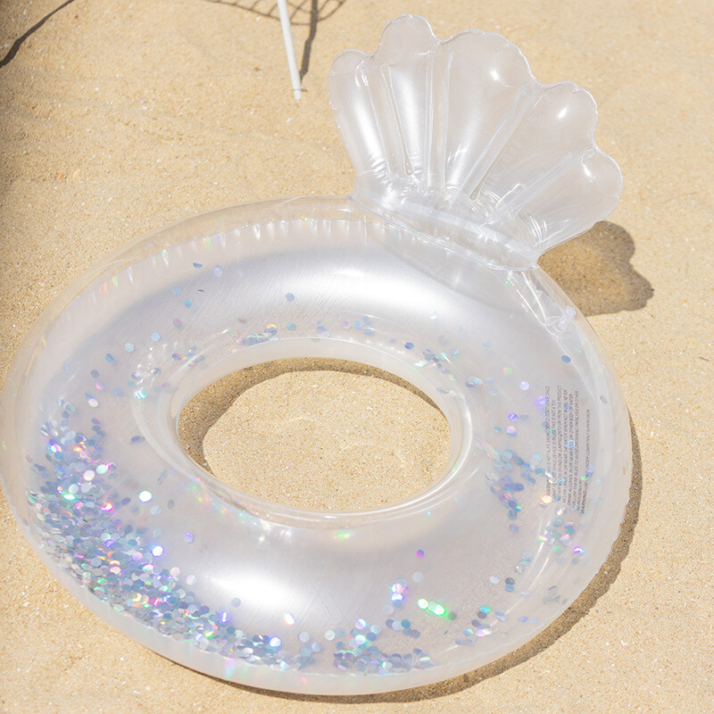 Shiny Mermaid Swim Ring For Kids Transparent Float Seat With Cartoon ...