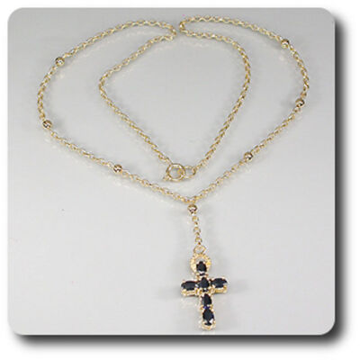 Pendant Black Sapphire + Chain Silver 925+ Plated Gold | eBay Australia