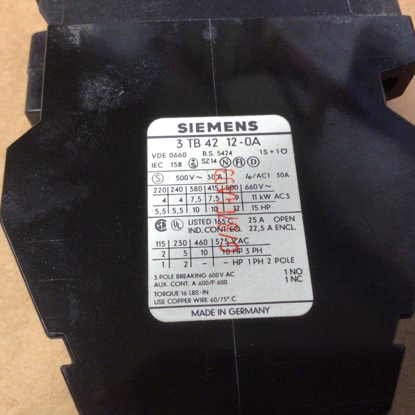 Siemens 3tb42 12-0a Contactor Coil 220v for sale online | eBay