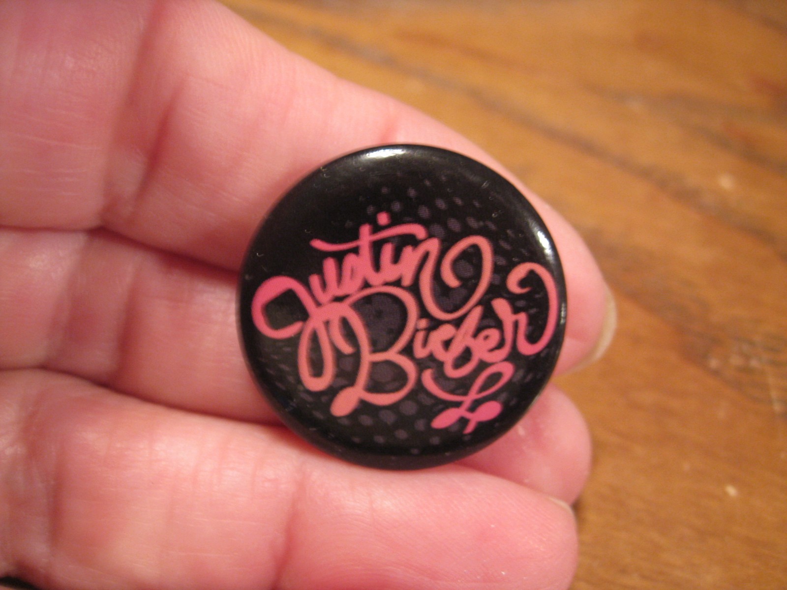 Justin Bieber Button - Approx. 1" - Cursive Writing in pink | eBay