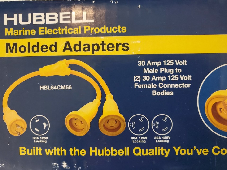 Hubbell Wiring HBL64CM56 Marine Adapter Molded "Y" Cable | HBL64CM56 ...