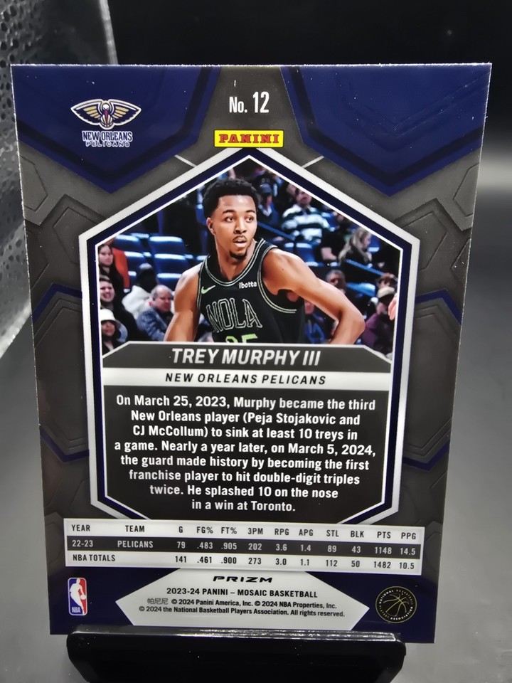 2023-24 Panini Mosaic Reactive Blue Prizm #12 Trey Murphy III | eBay