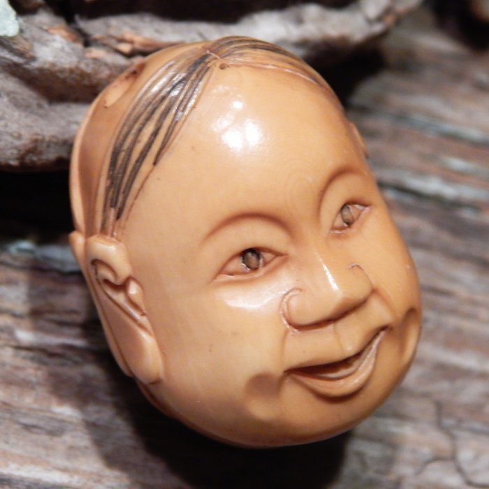 Antique Vintage Hand Carved Asian Netsuke 2 Face Toggle Pendant ...