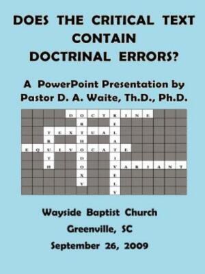 Does The Critical Text Contain Doctrinal Errors? 9781568480657| eBay