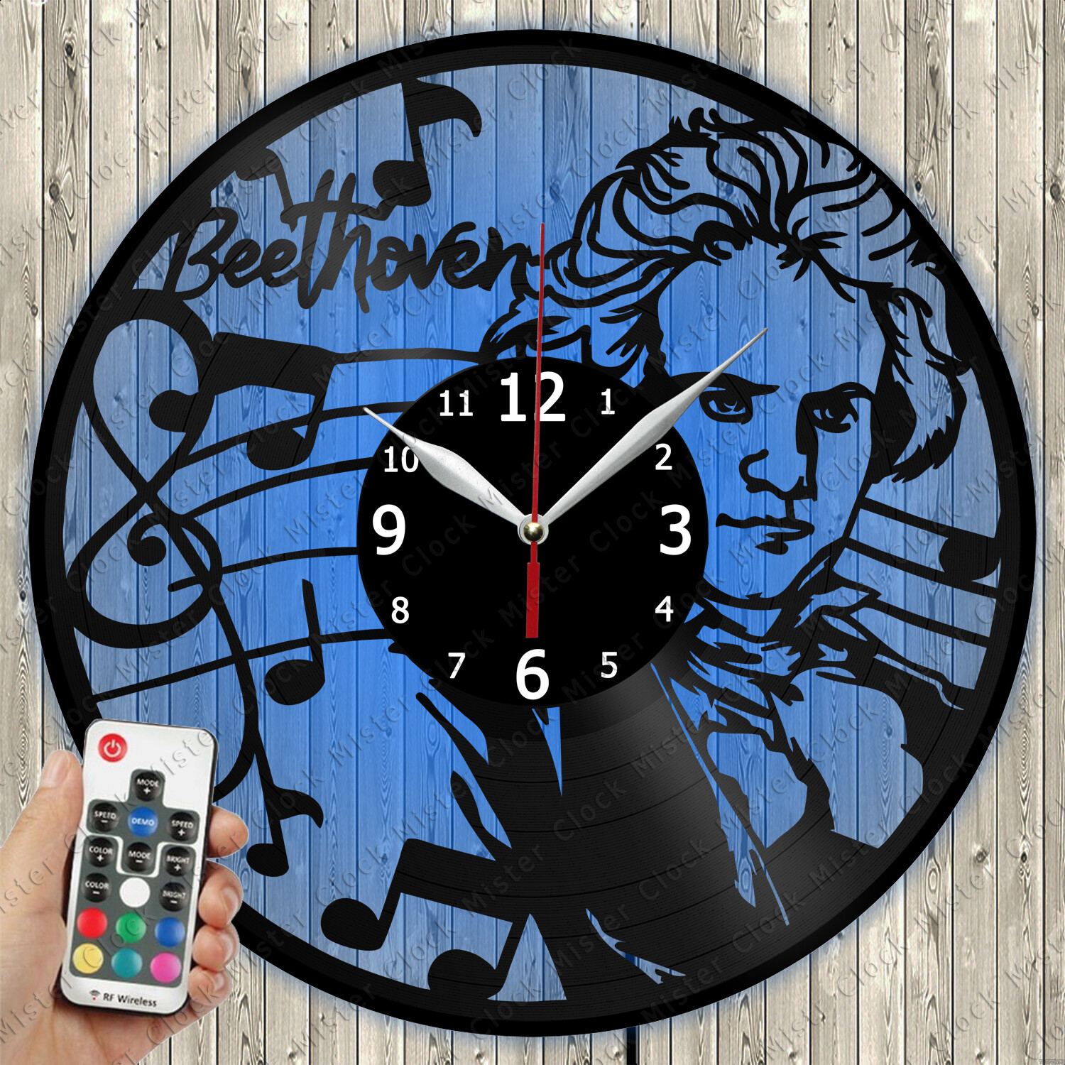 LED Clock Ludwig van Beethoven LED Light Vinyl Record Wall Clock LED ...