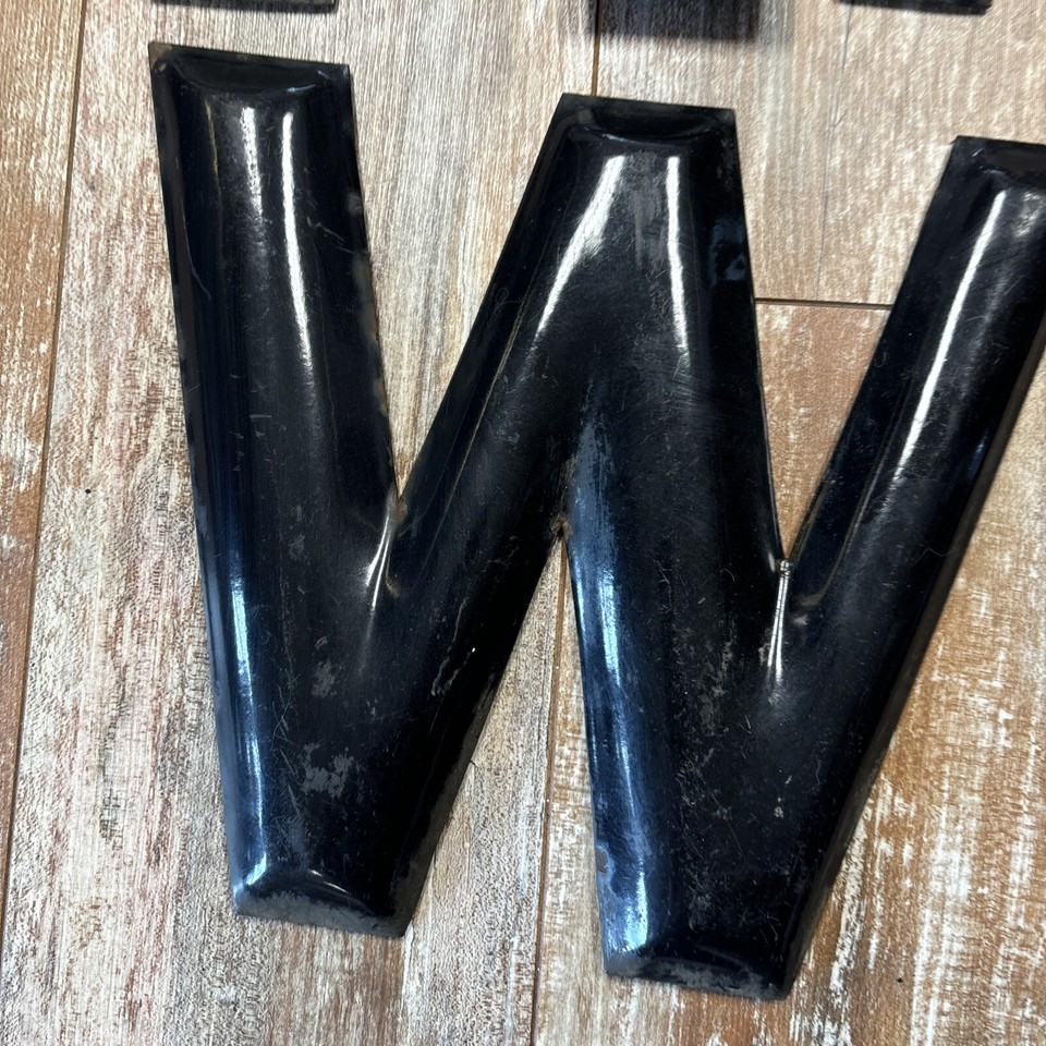 6 Vintage 3D Puffer Porcelain Sign Letters 10” Tall H N W W r b Black ...