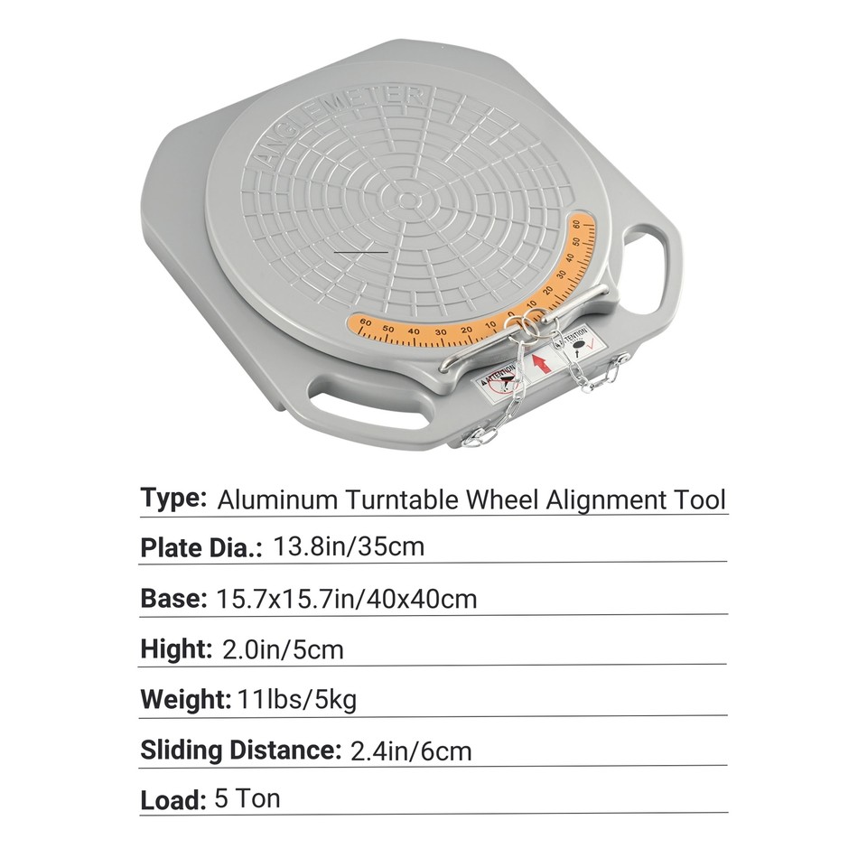 14'' 2×Aluminum Turntable Wheel Alignment 360° Rotating Turn Plate ...