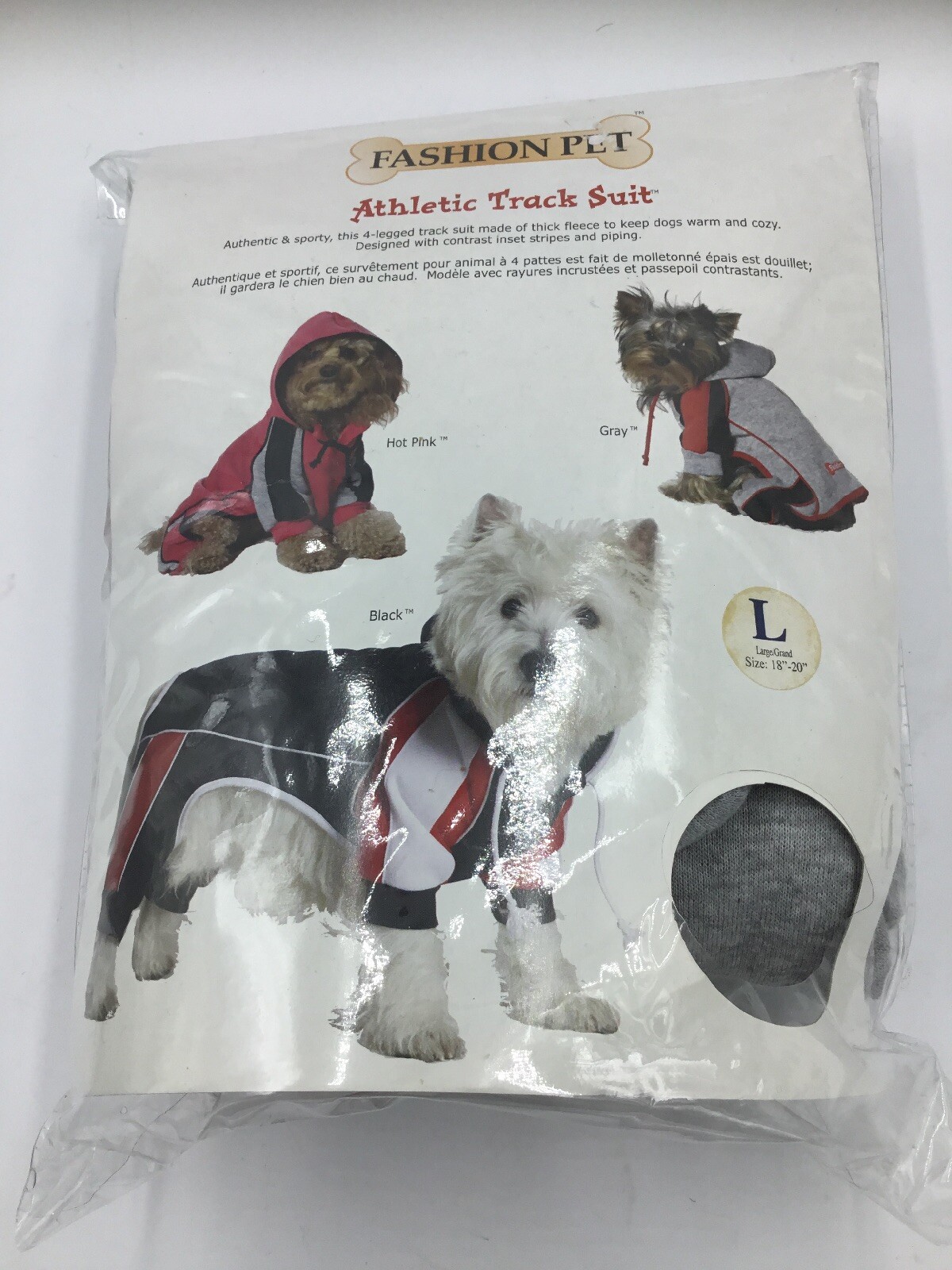 Fashion Pet Athletic Track Suit Dog Size Large Gray NEW Costume corgi ...