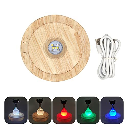 LED Light Rotating Display Base, Multicolor Spinning Round Crystal ...