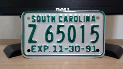 1991 South Carolina MOTORCYCLE License Plate Tag Original | eBay